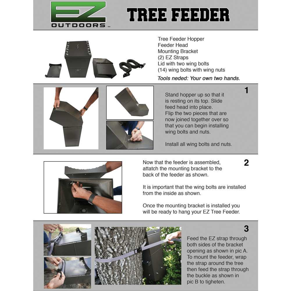 EZ Tree-Mounted Deer Feeder for Rice Bran, Corn, & More