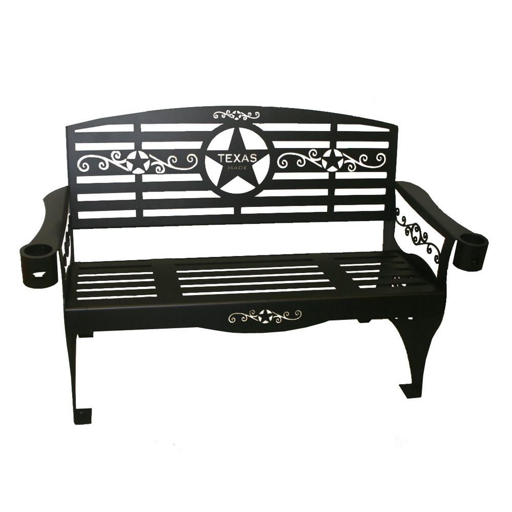 Texas Star Black Outdoor Bench | Black Metal Patio Bench